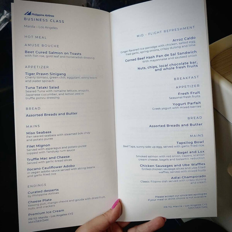 A 14-Hour Feast in Flight: Business-Class Food by Philippine Airlines
